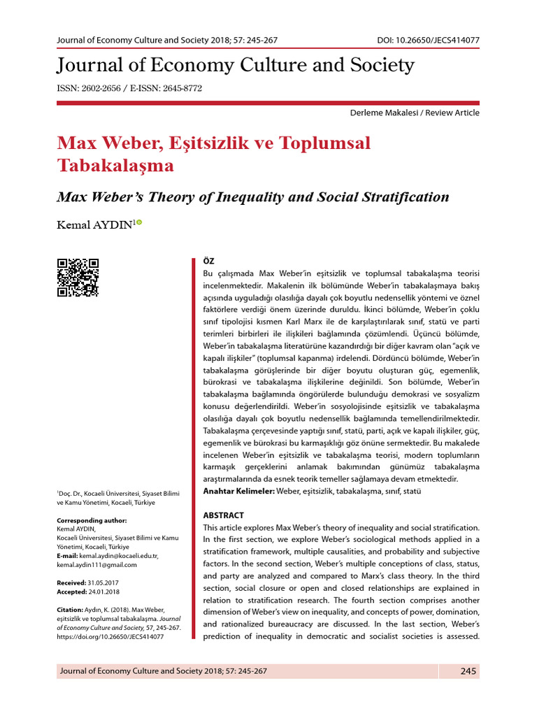 Weber | PDF | Social Stratification | Sociology