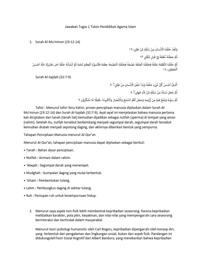 Tugas 1 Tuton Pendidikan Agama Islam Meifa Defta Bimantari | PDF