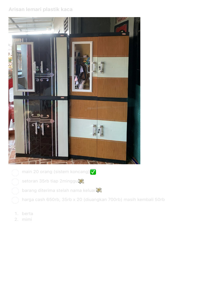 Arisan Lemari Plastik Kaca | PDF