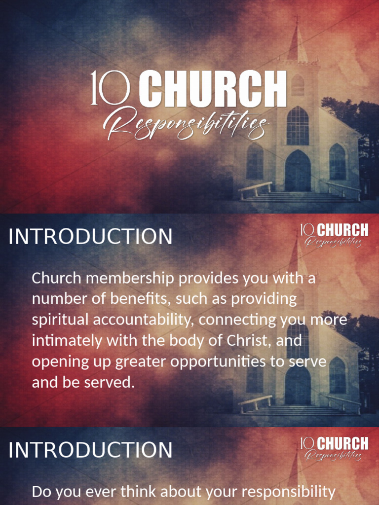 Responsibilities of Church Membership | PDF | Jesus | Christian Church