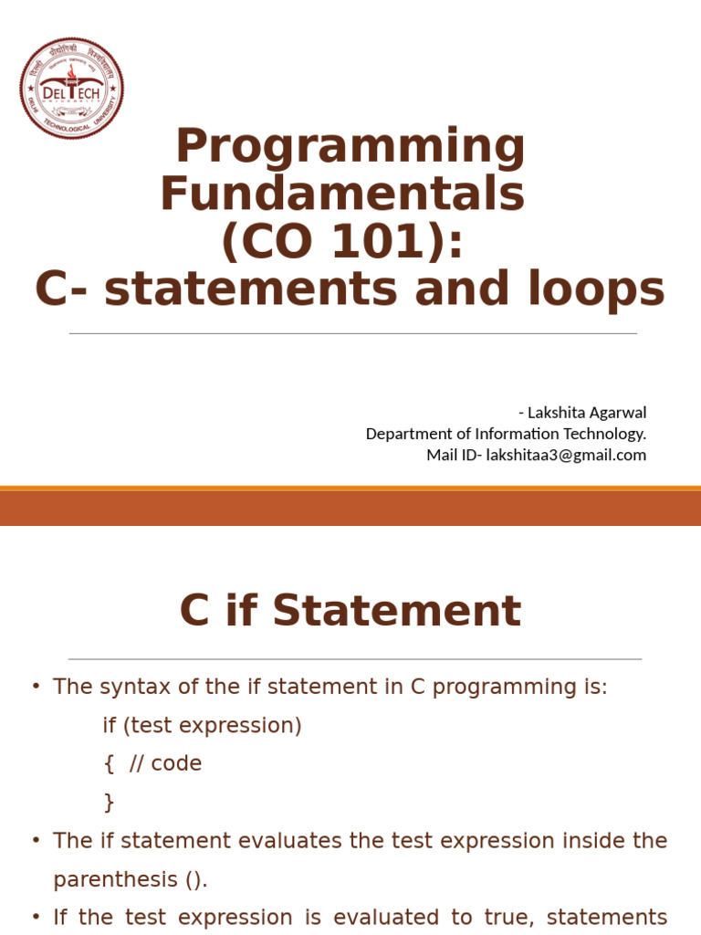 3 C Statement and Loops | PDF | Computers | Technology & Engineering