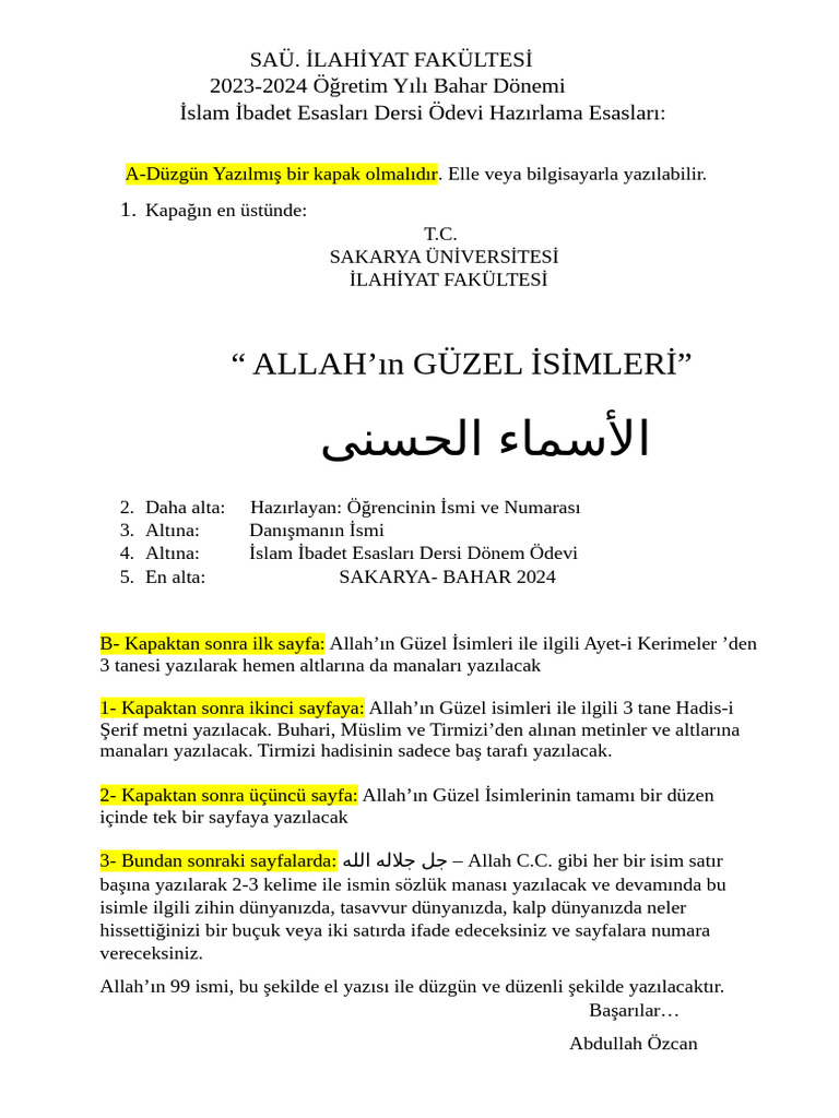 3 - Slam Ibadet Esaslar Dersi Ödev Yaz M Kurallar | PDF