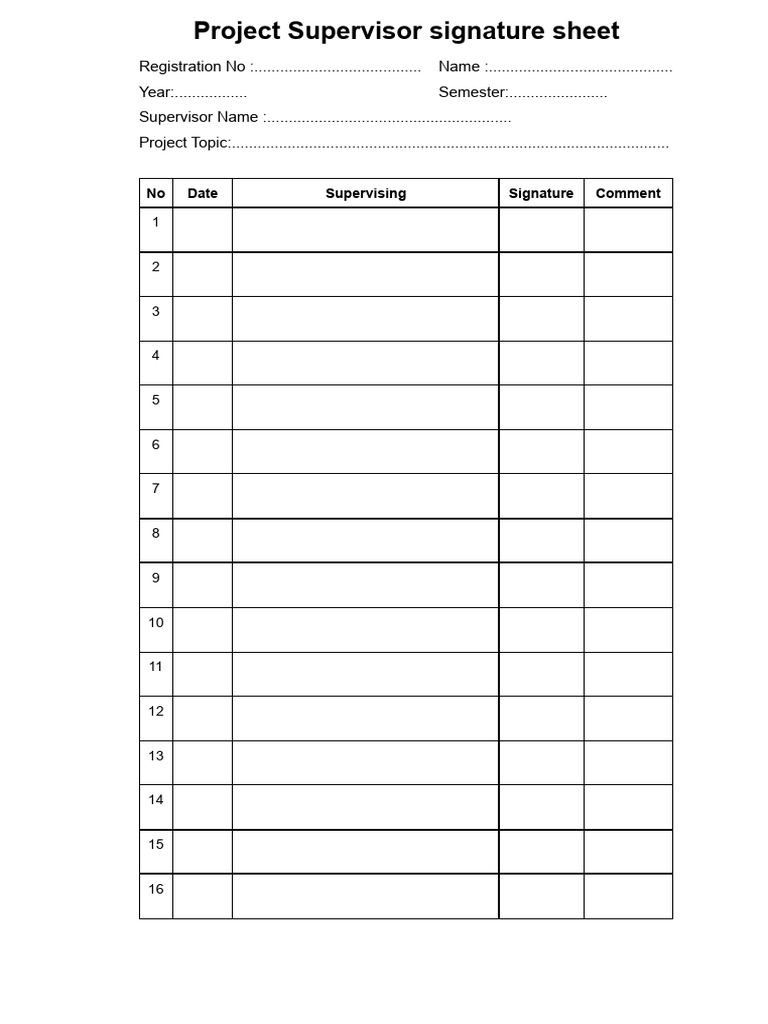 IT Project Supervisor Sign Sheet | PDF