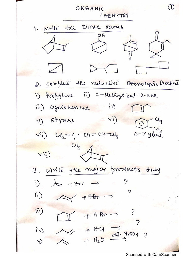 XI Organic Homework 1 | PDF