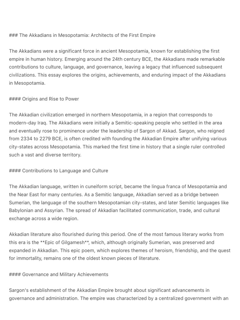 The Akkadians in Mesopotamia - Architects of The First Empire | PDF ...