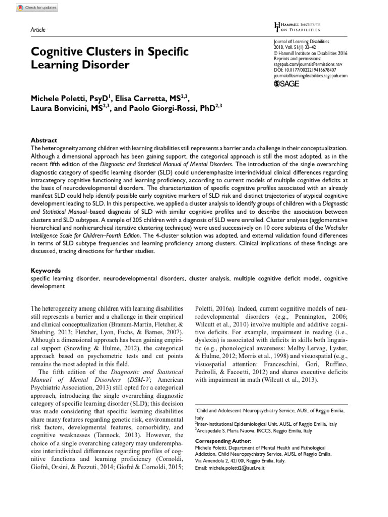Cognitive Profiles in Specific Learning Disorder | PDF | Wechsler Adult ...