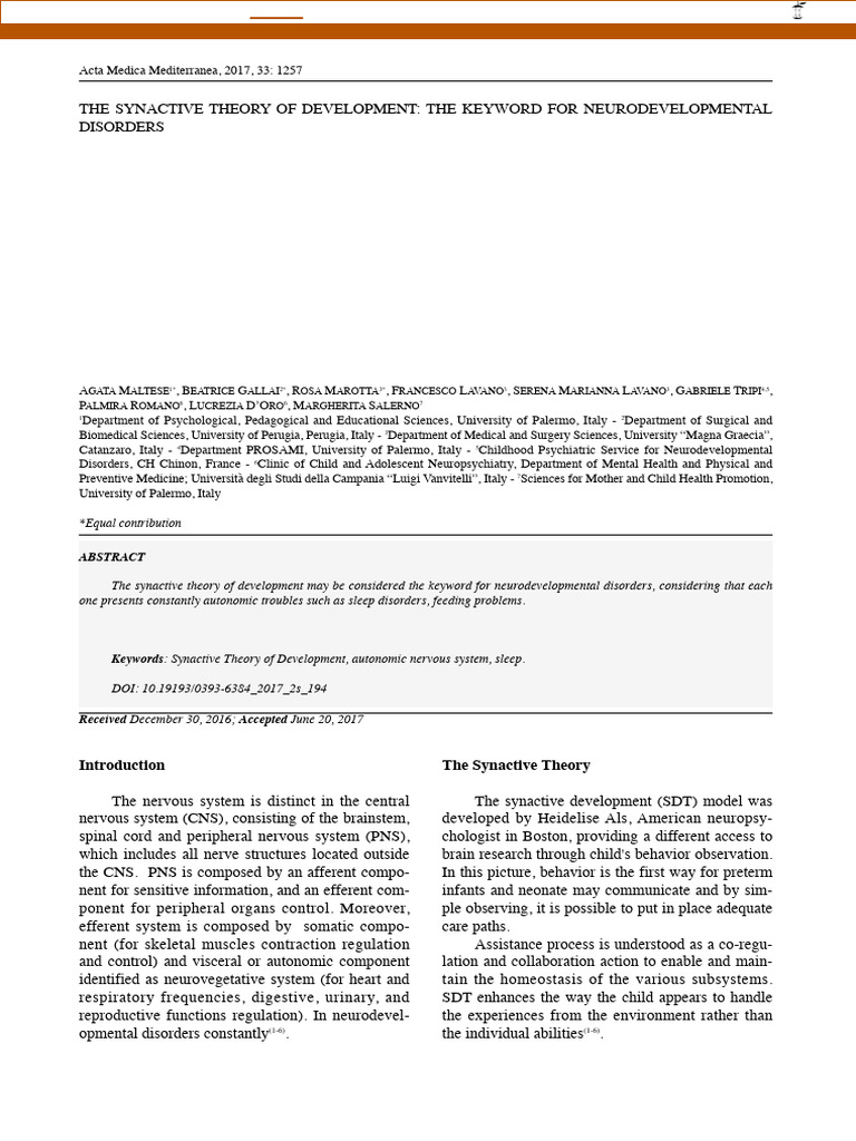 The Synactive Theory | PDF | Emotional Self Regulation | Infants