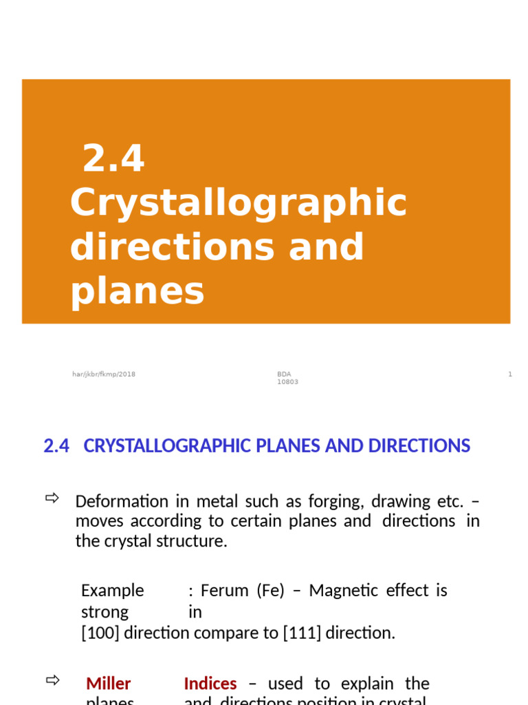 Crystallographic Directions & Planes Guide | PDF | Crystal Structure ...
