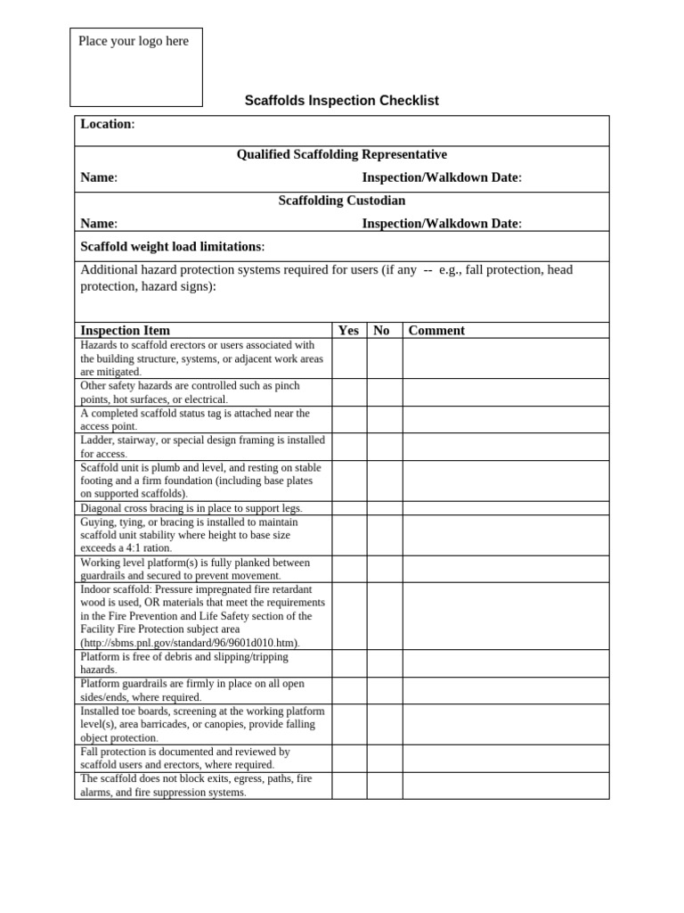 Scaffold Inspection | PDF | Technology & Engineering