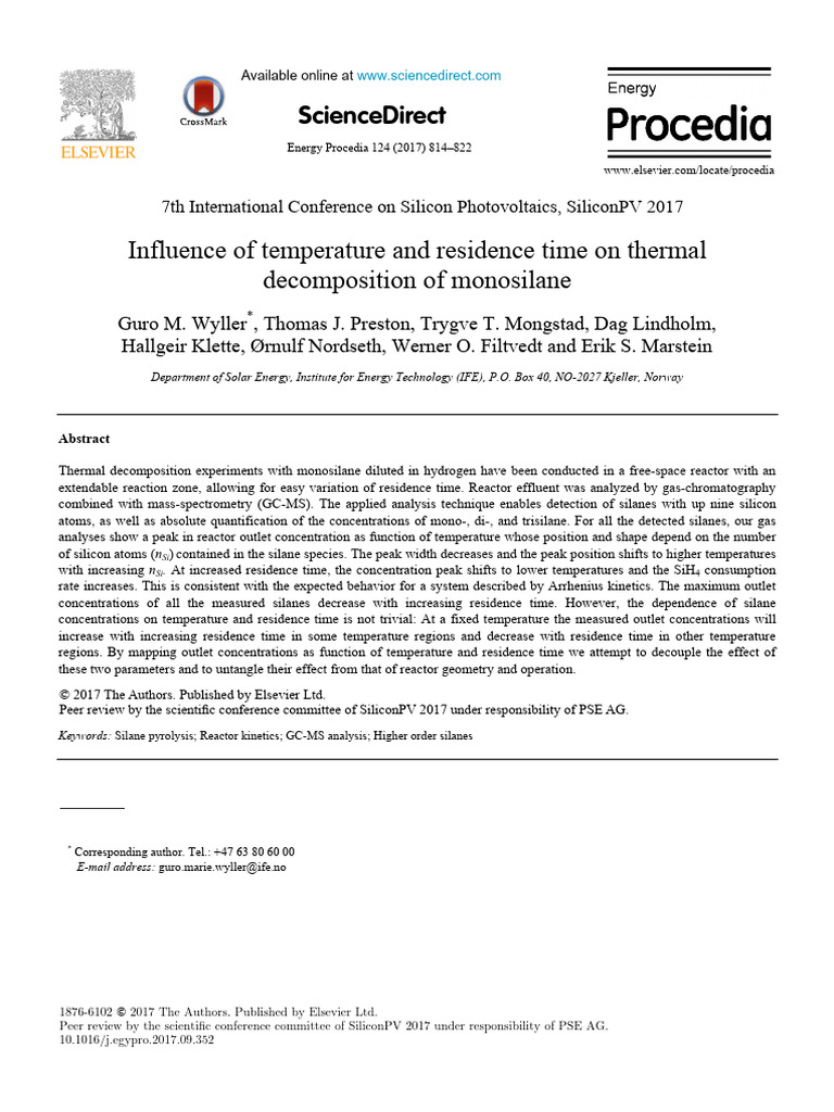 SILANE DECOMPOSITION - Res Time | PDF | Gas Chromatography–Mass ...