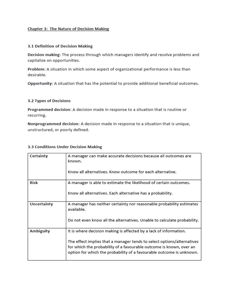 MGT162 Chapter 03 Lite Decision Making | PDF | Decision Making | Leadership
