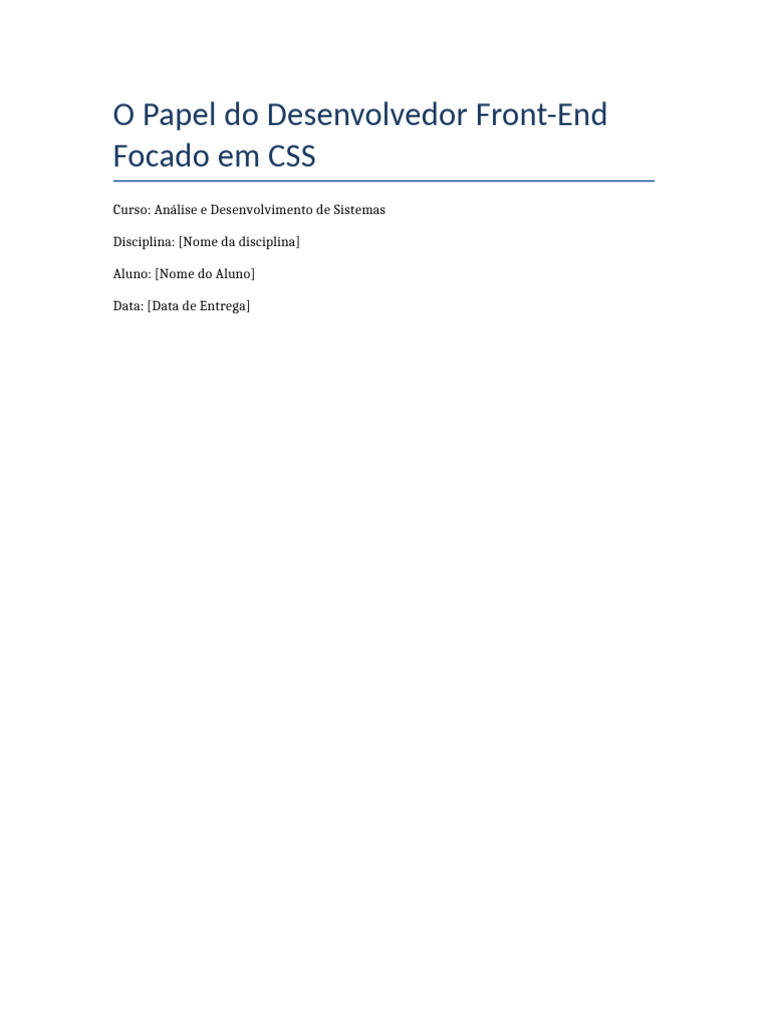 Desenvolvedor Frontend Css Pdf 