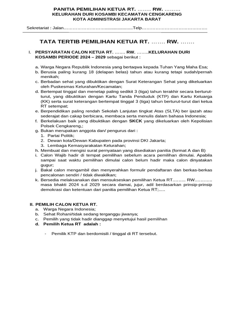 Tatib Pemilihan RT-RW 2024 | PDF | Politik | Olahraga & Rekreasi