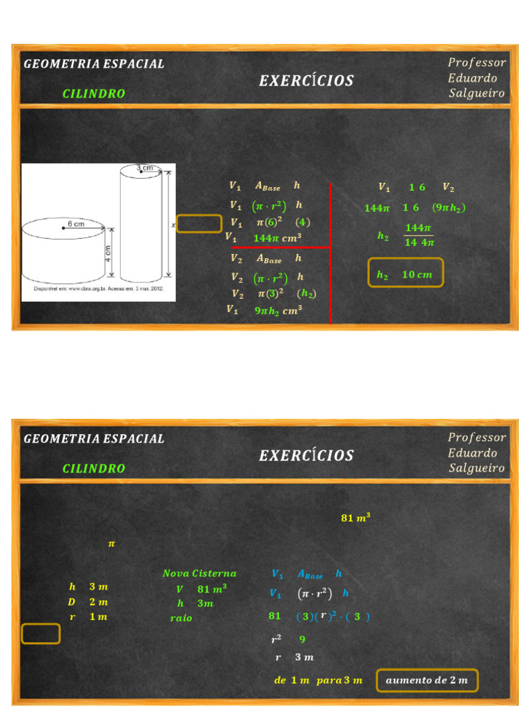 Exercícios - Cilindro | PDF | Chuva