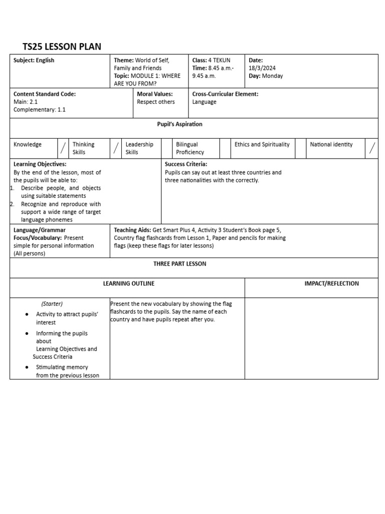 LESSON PLAN | PDF | Learning | Behavior Modification