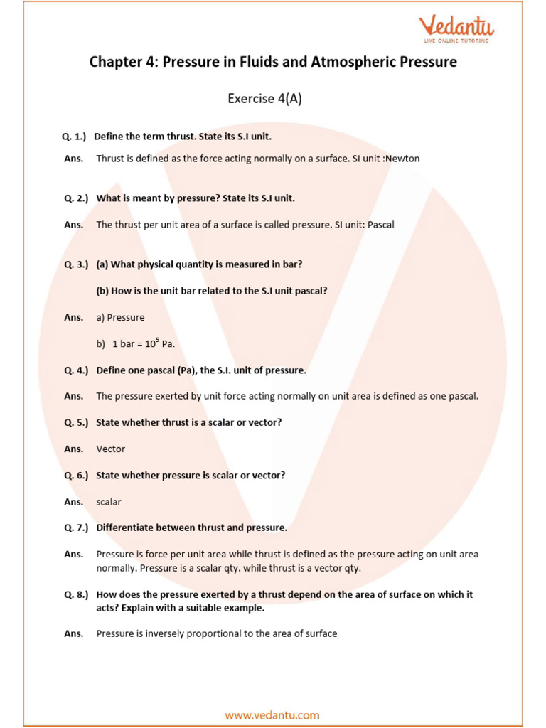 Selina Concise Physics Class 9 ICSE Solutions For Chapter 4 - Pressure ...