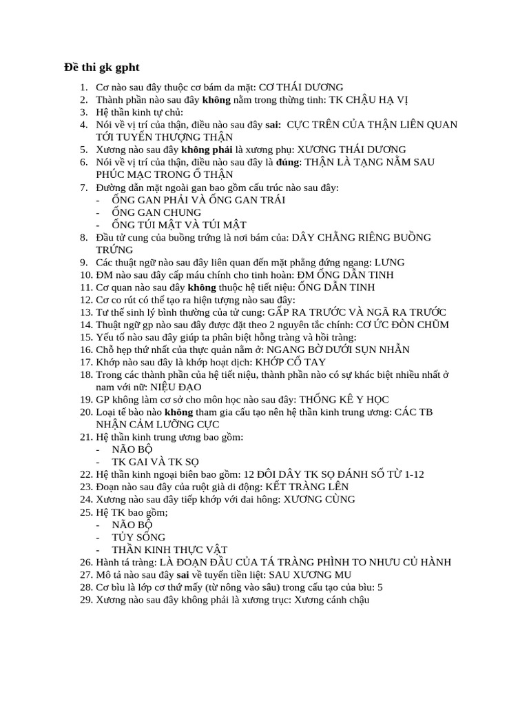 Đề thi gk gpht: không sai: không phải đúng | PDF