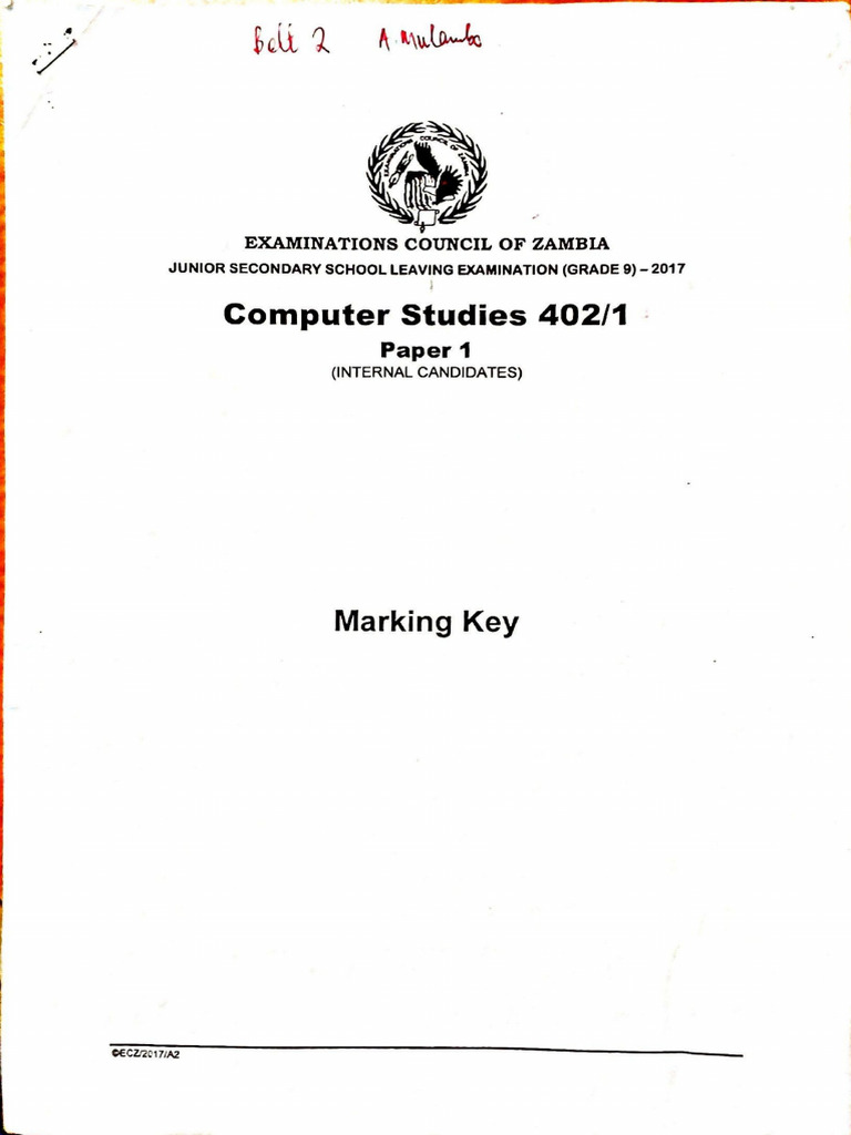 Computer Studies Marking Keys G9 Internal & External 04-May-2022 14-58 ...