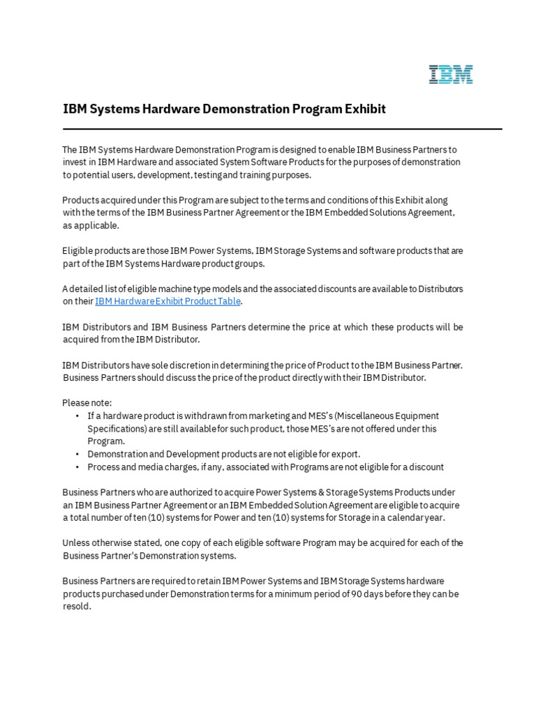 IBM Systems Hardware Demo Global Resellers. | PDF | Ibm | Computer Hardware