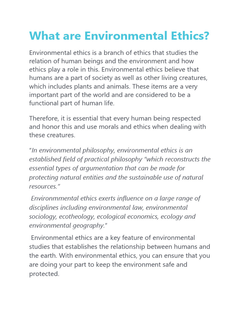 Environmental Ethics | PDF | Environmental Ethics | Natural Environment