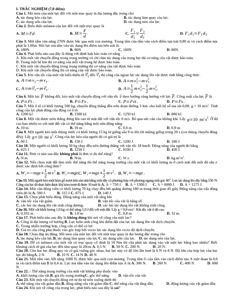 C1. đề ôn tập gk2 | PDF