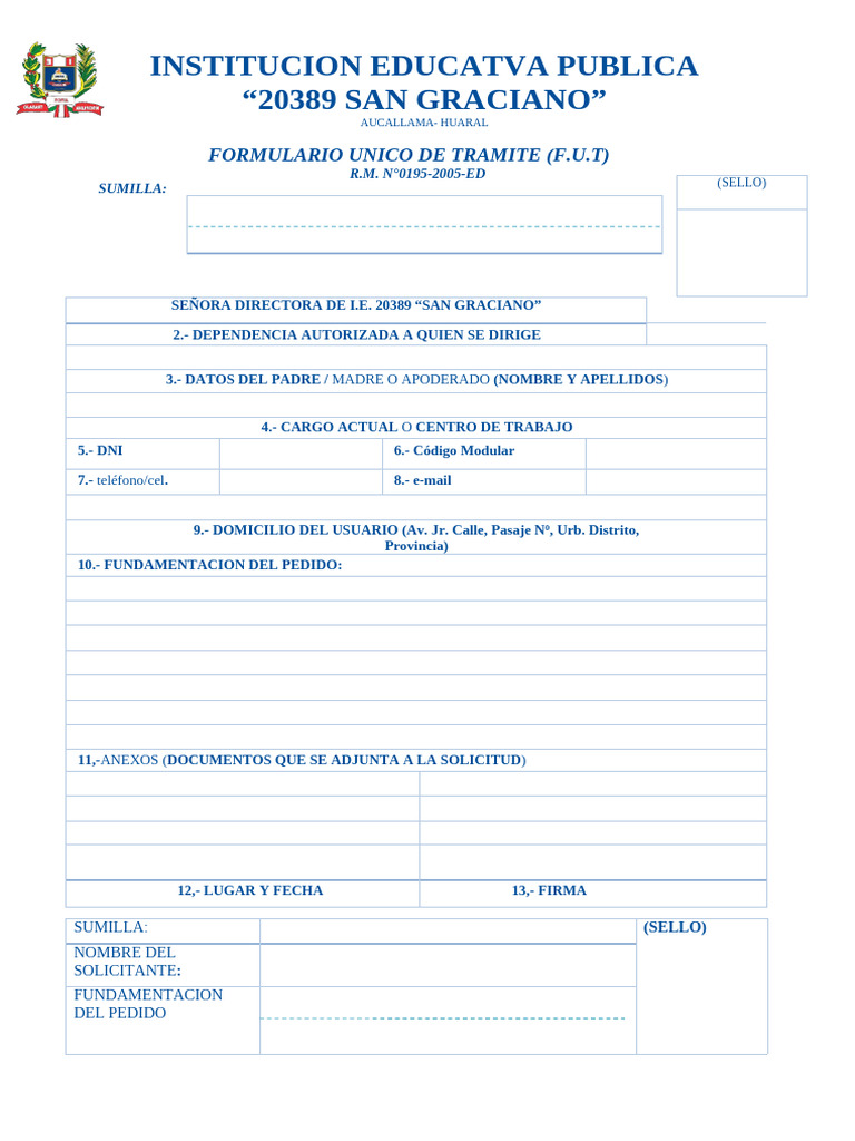 Solicitud Vacante 2021 Fut Word Docx2024 Formto | PDF