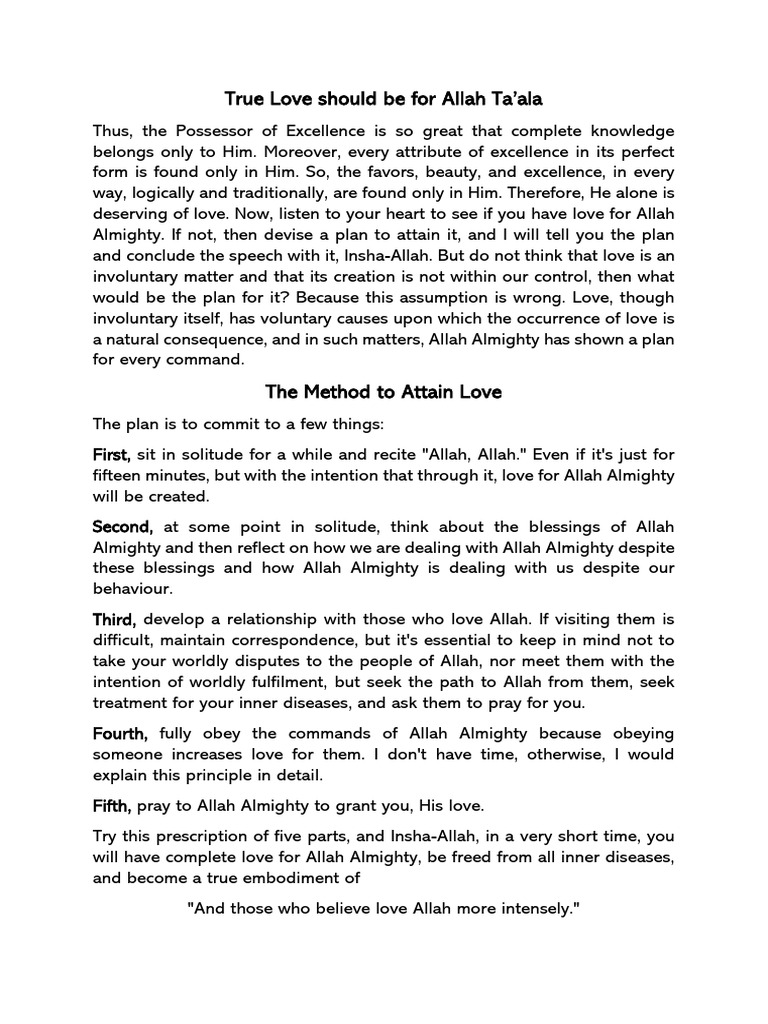 The Method To Attain The Love of Allah Taala by Hadhrat Thanwi ...