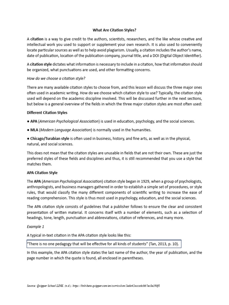 Understanding Major Citation Styles | PDF | Citation | Apa Style