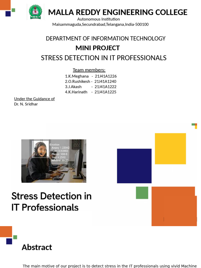 Stress Detection in IT Professionals Using Machine Learning and Image Processing (7) - 3 | PDF ...