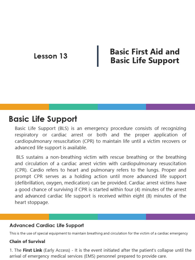 Lesson 13 Basic First Aid and Basic Life Support | PDF ...