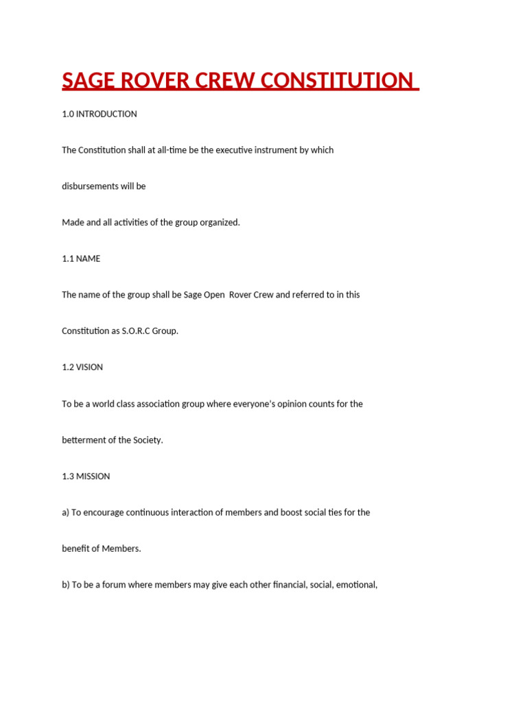 Sage Open Rover Crew Constitution | PDF | Banks | Interest