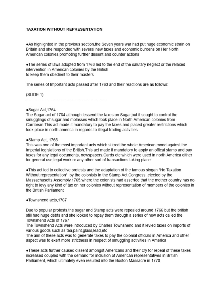 Taxation Without Representation | PDF | Taxes | British Colonization Of ...