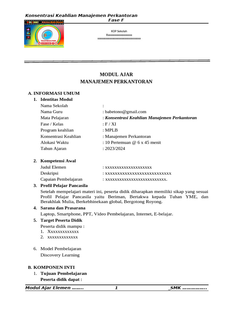Format Modul Ajar - New Format by Babetono | PDF