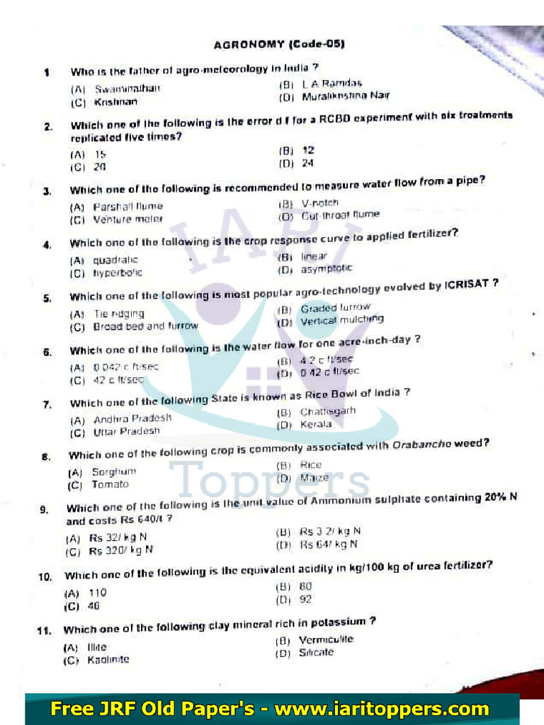 Agronomy-Jrf-2018 | PDF