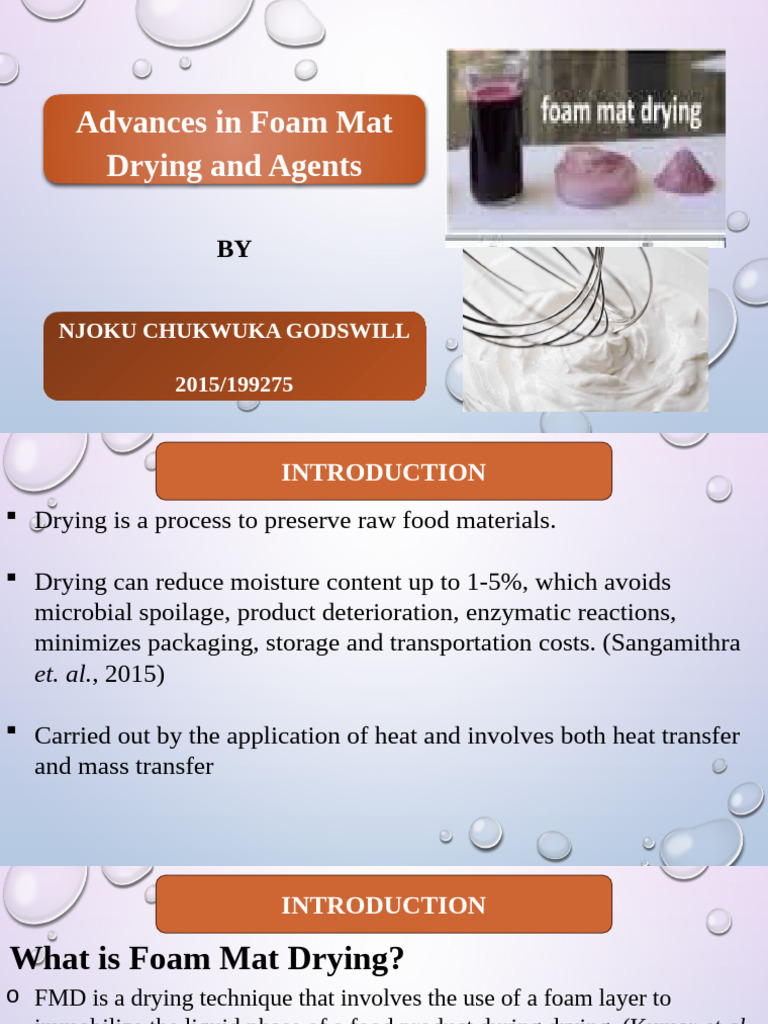 Advances in Foam Mat Drying Techniques | PDF | Foam | Chemistry