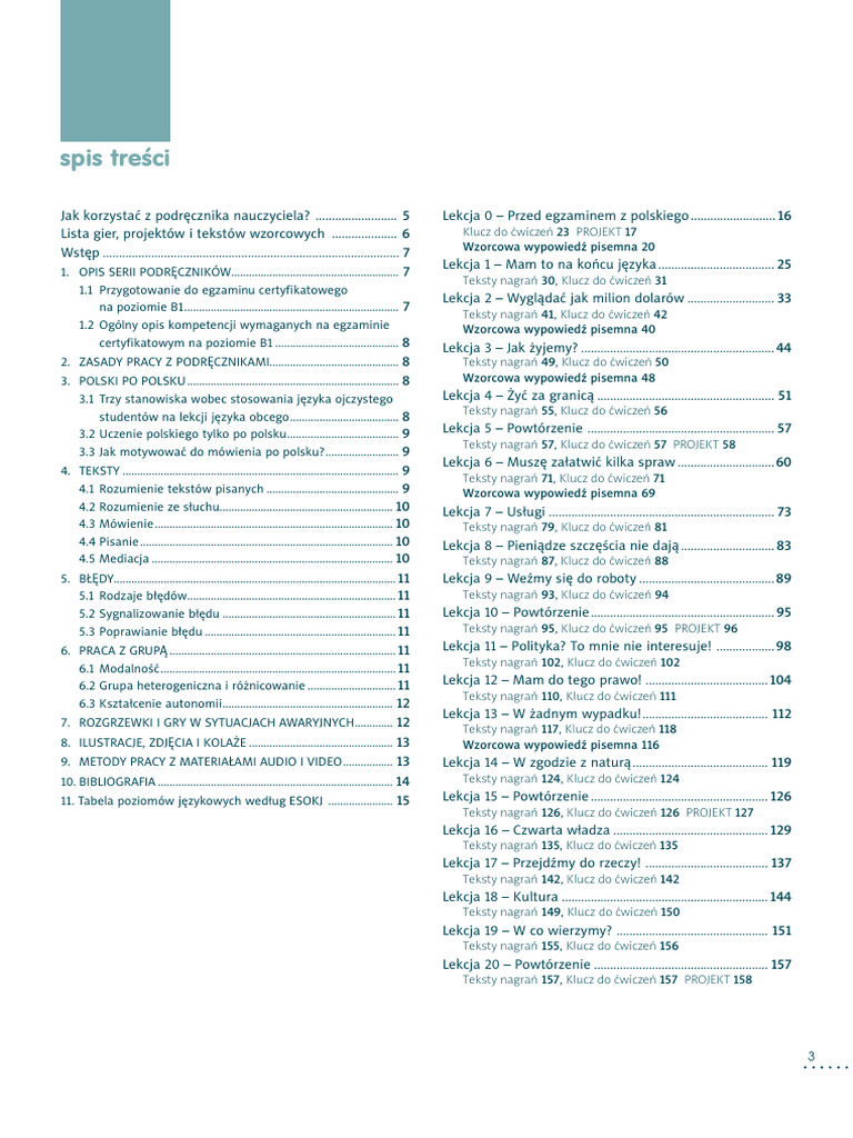 Hurra Po Polsku 3 Podrecznik Nauczyciela Spis Tresci | PDF