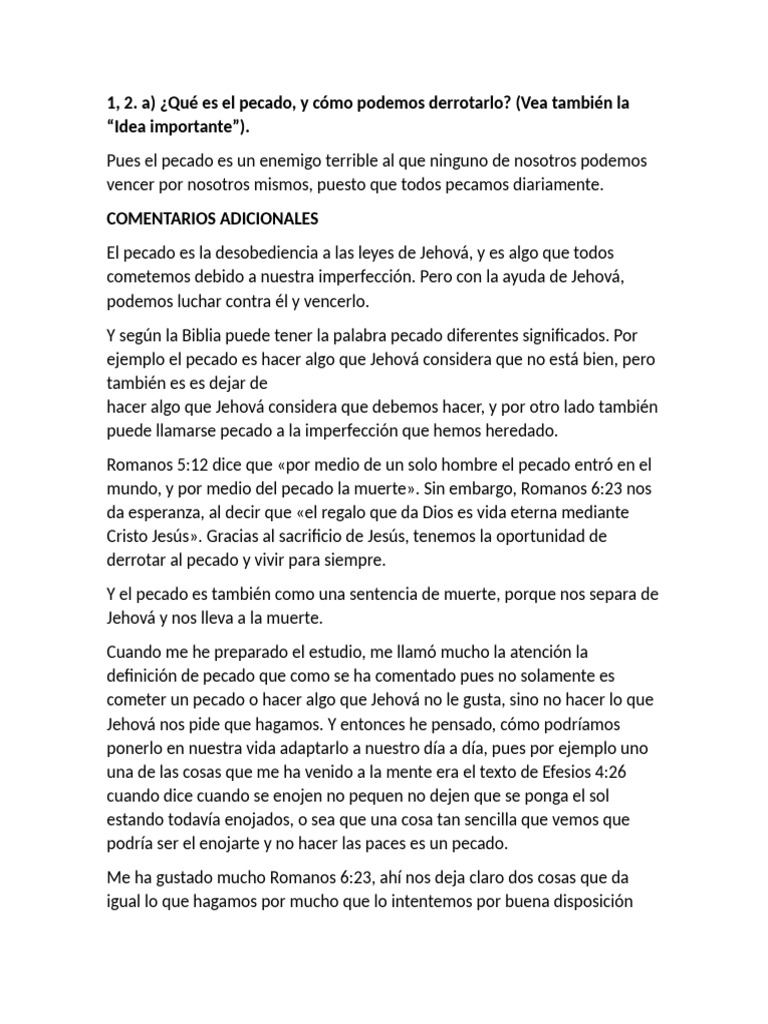 Lo Que Jehova Ha Hecho para Rescatar A Los Seres Humanos | PDF | Pecado ...