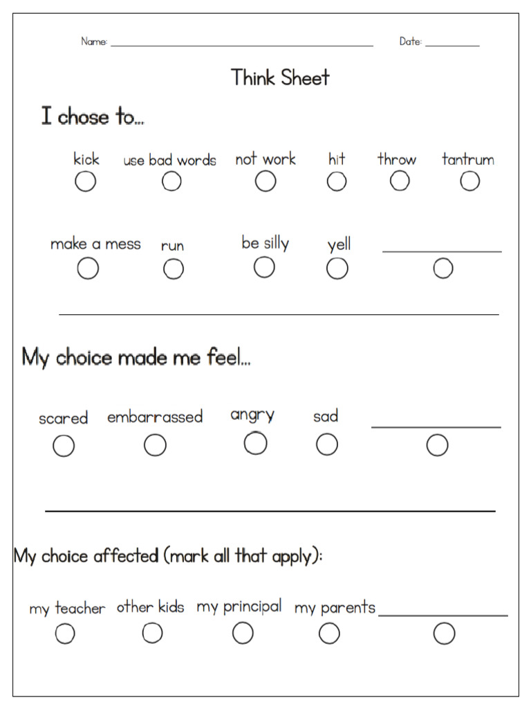 Think Sheet Grade 2 | PDF