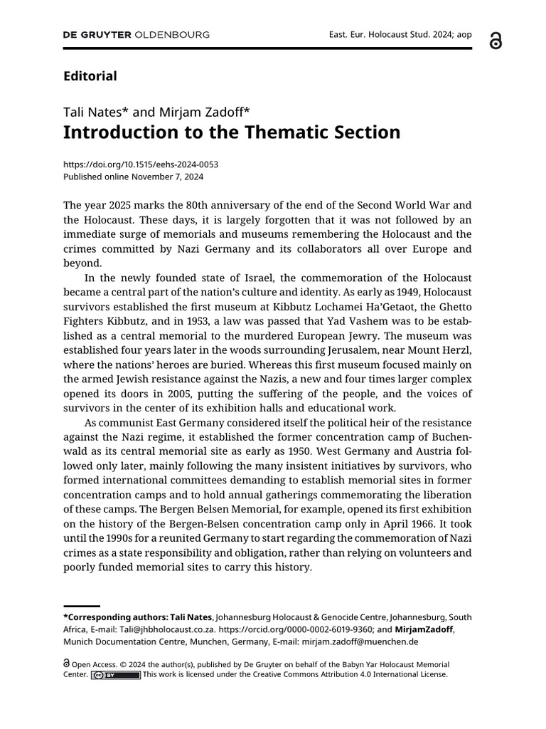 10.1515 - Eehs 2024 0053 | PDF | The Holocaust | Ethnic Cleansing