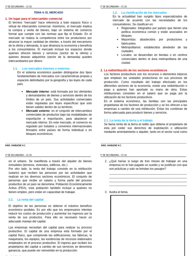 Tema 4 El Mercado Ccss | PDF | Mercado (economía) | Capital (economía)