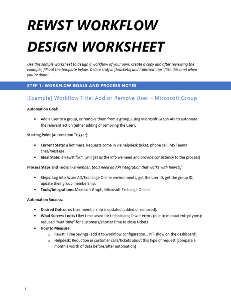 Rewst Workflow Design Worksheet | PDF | Software | Computing