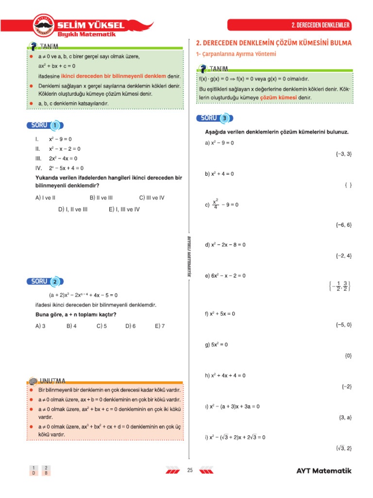 02-2. Dereceden Denklem | PDF