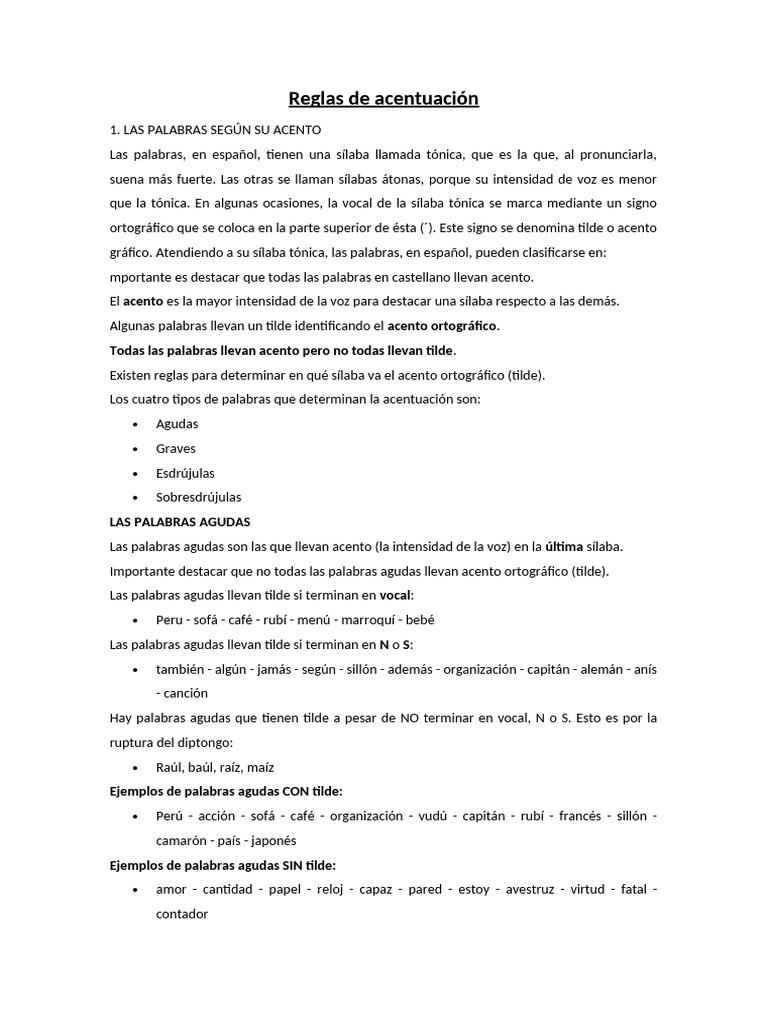 Reglas de Acentuación 1ro | PDF | Fonología | Voz humana