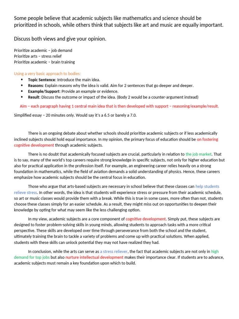 DBV Example - Education Academic Vs Arts | PDF | Reason | Cognitive ...