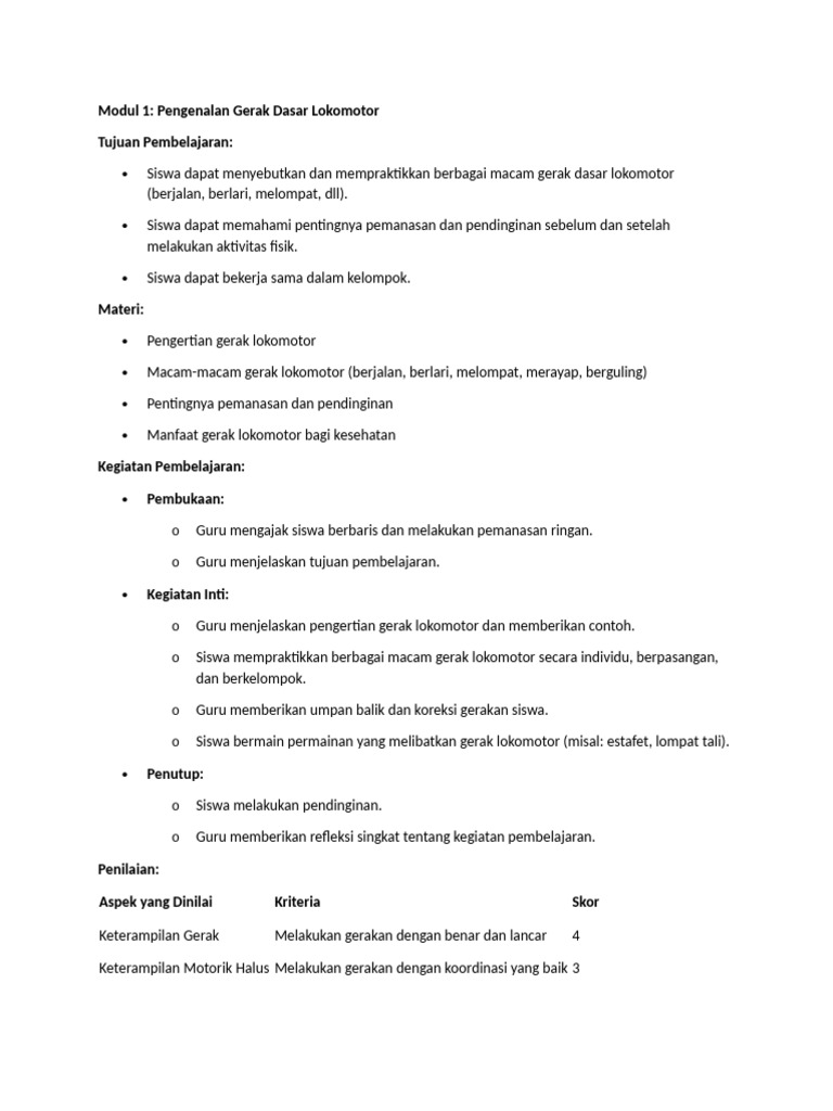 Modul PJOK SD 1 | PDF
