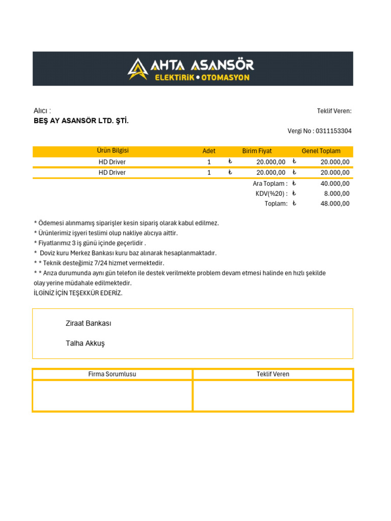 Ahta Teklif Formu | PDF