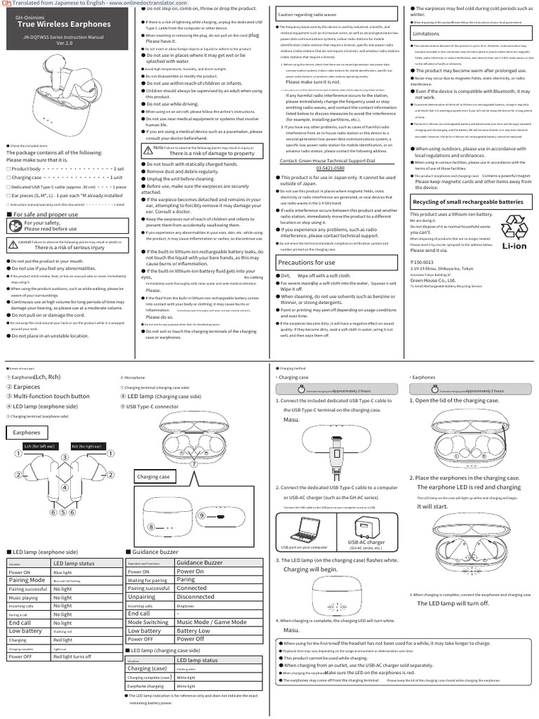 Jn-dqtwss v1 0.Ja.en | PDF | Radio | Headphones