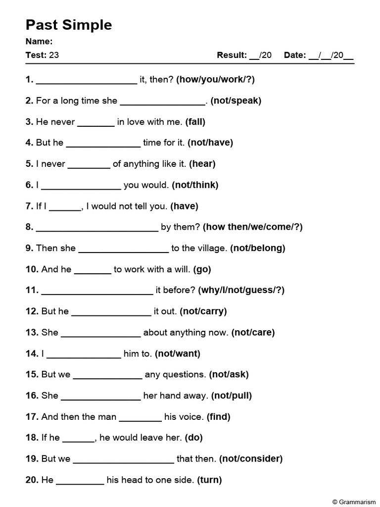 Past Simple Tense Practice Test | PDF