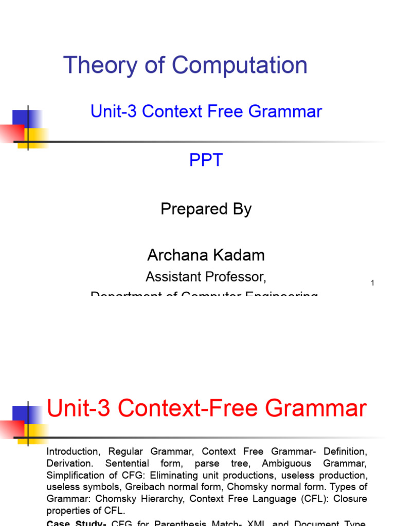 Unit 3 CFG | PDF | Metalogic | Grammar