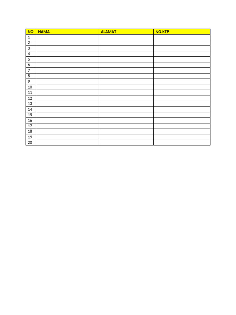Tabel Nama | PDF
